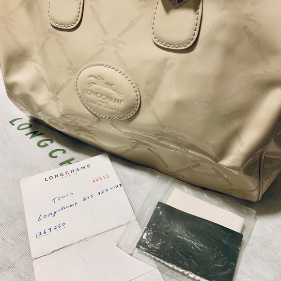 Longchamp | Bags | Longchamp Patent Leather Boston Bag Cream | Poshmark